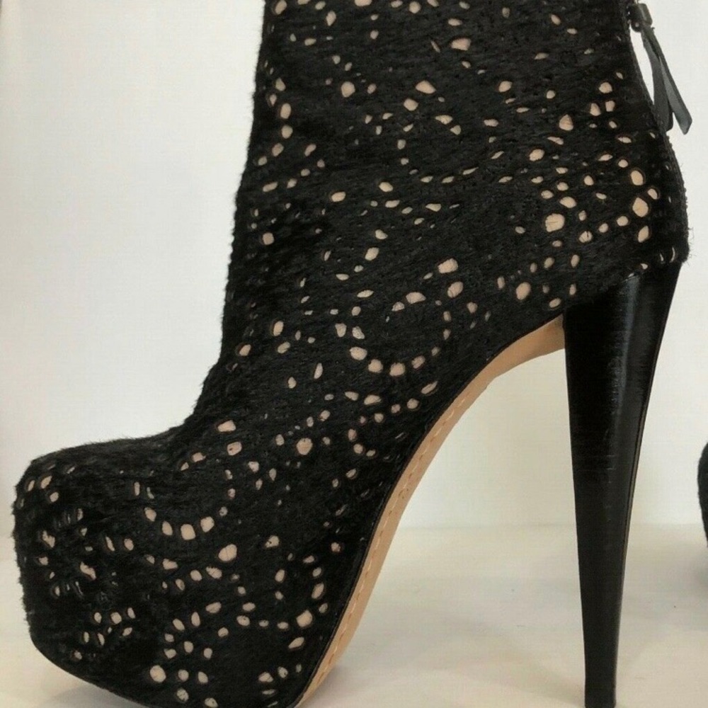 Alice + Olivia “Paige” Laser-Cut, Calf-Hair Bootie - Gem